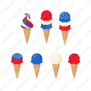 Patriotic Ice Cream, 4th of July Clipart, 4th of July Clip Art, 4th of ...