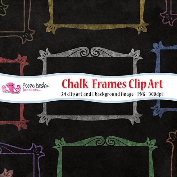 Colorful Chalkboard Frames clipart. Digital clip art. Commercial ...