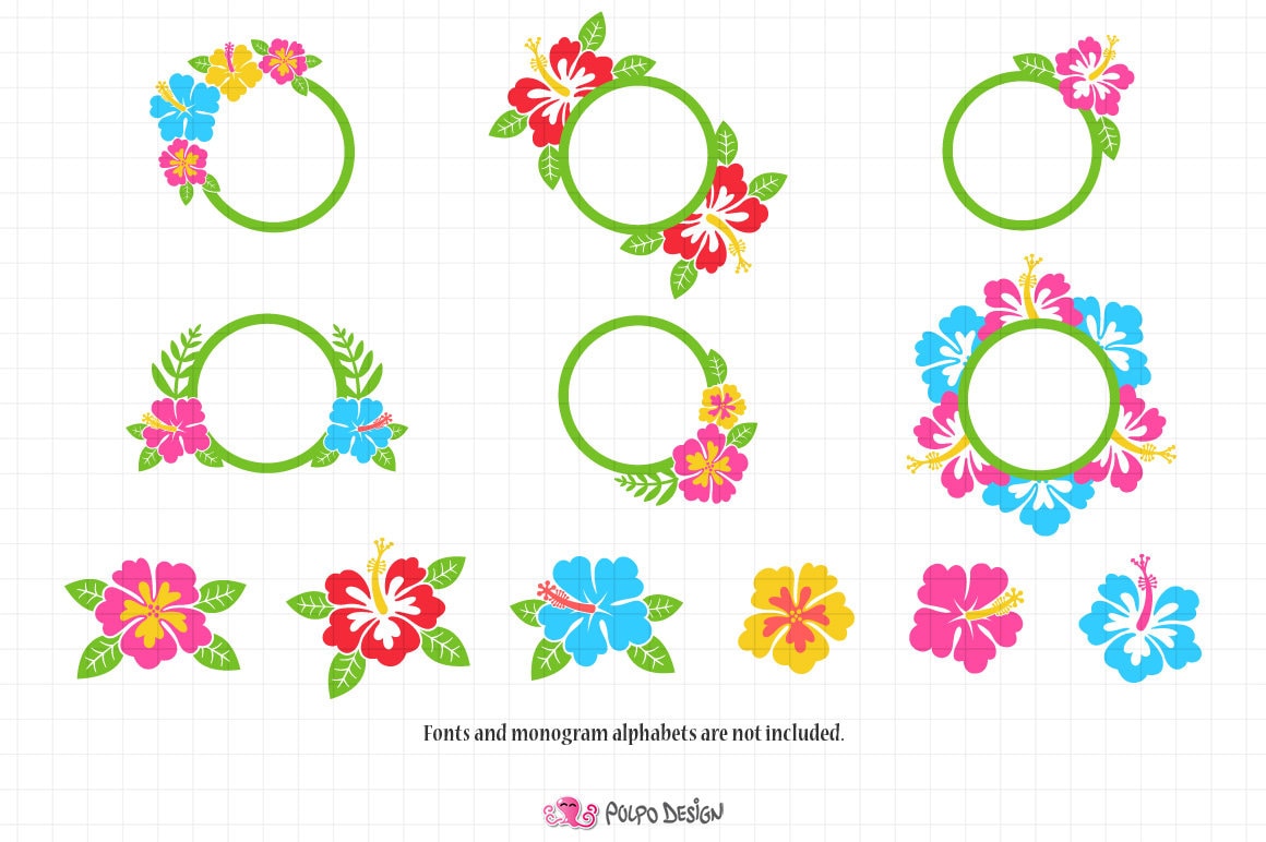 Hibiscus Monogram Svg. Hibiscus Clip Art in Svg, Eps, Dxf and Png ...
