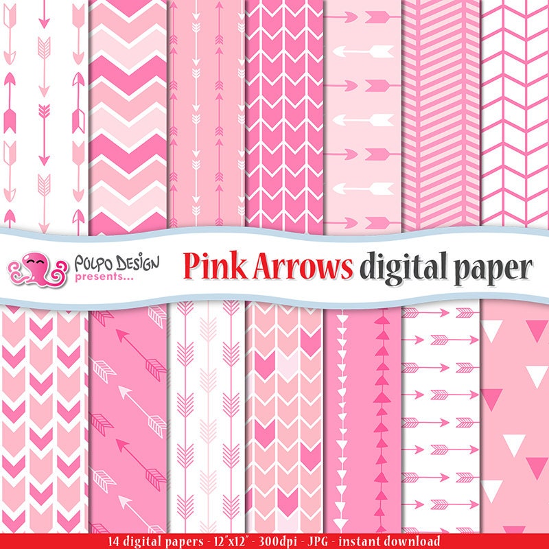 Pink Arrows Digital Paper. Commercial & Personal Use. Instant | Etsy