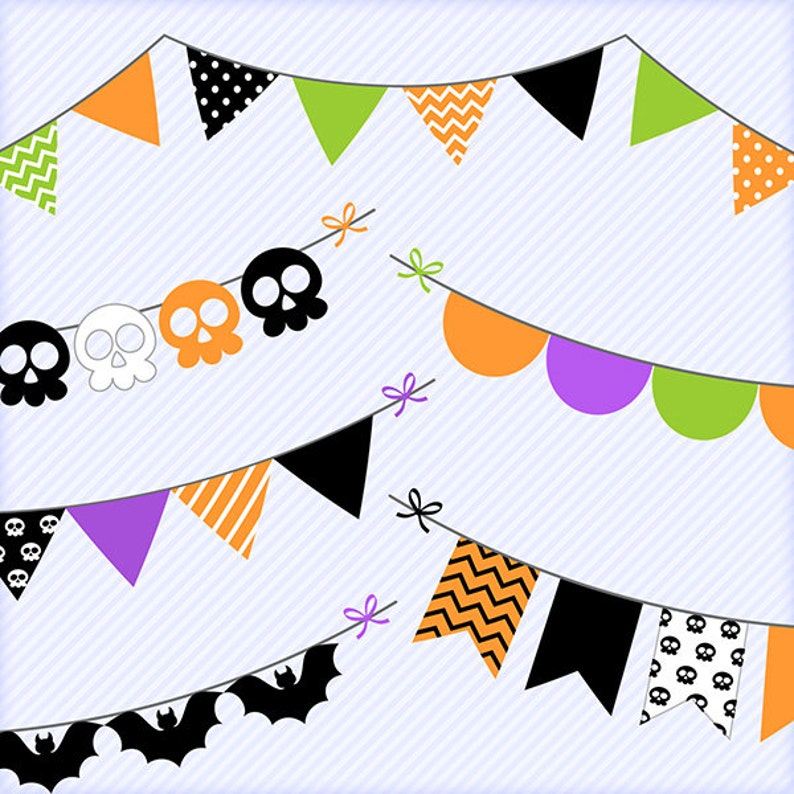 Halloween Bunting Banners Clipart. Digital Clip Art. - Etsy