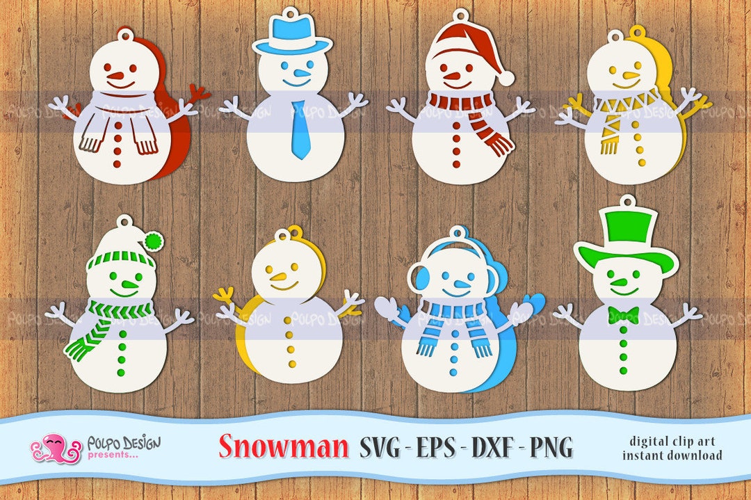 Snowman SVG, Eps, Dxf and Png. Hanging Docor Ideal for Cutting Machines ...