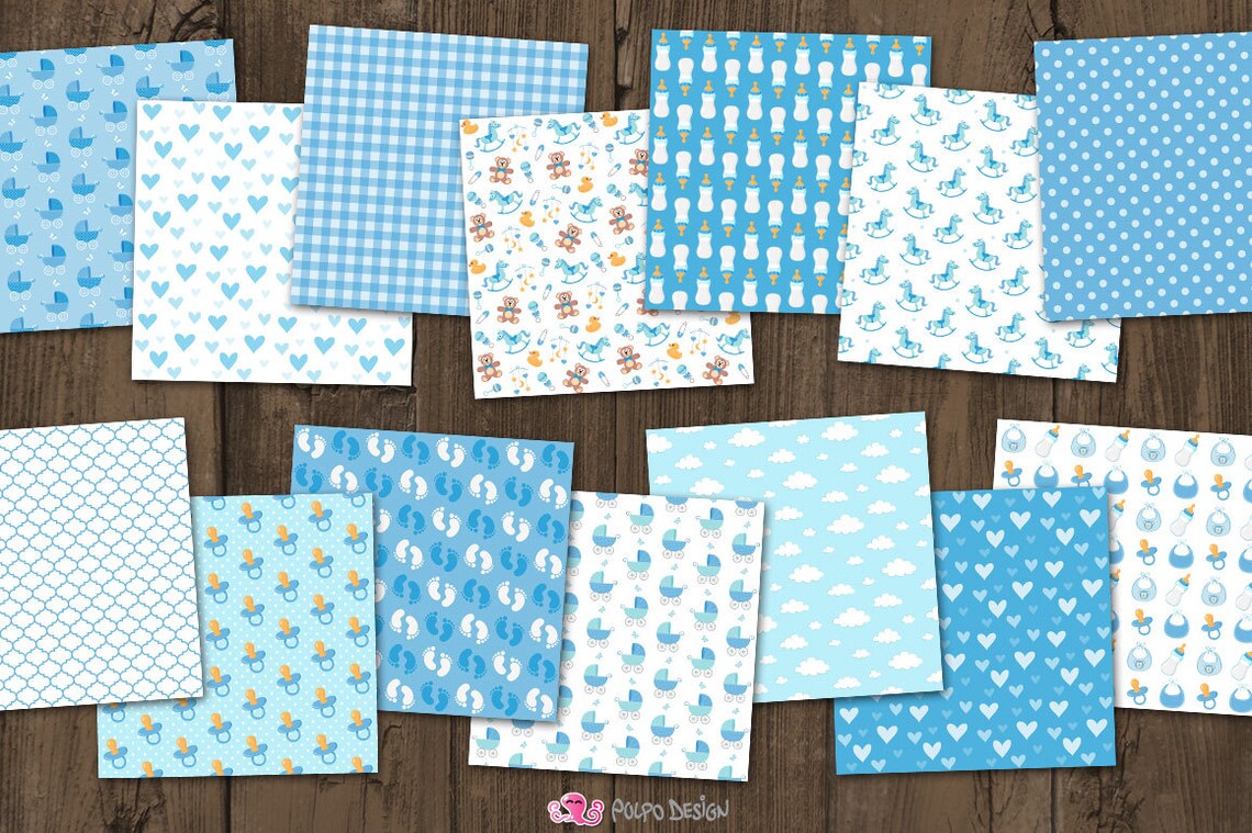 Baby Boy Digital Paper. Its a Boy Patterns Newborn Scrapbook - Etsy