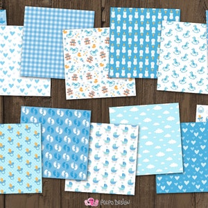 Baby Boy Digital Paper. Its a Boy Patterns, Newborn Scrapbook Paper ...