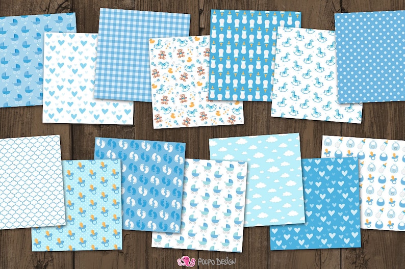 Baby Boy Digital Paper. Its a Boy Patterns Newborn Scrapbook - Etsy