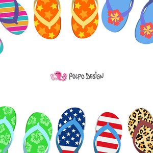 50 Flip Flops Clipart. Beach Clipart Summer Clipart Digital Flip Flops ...