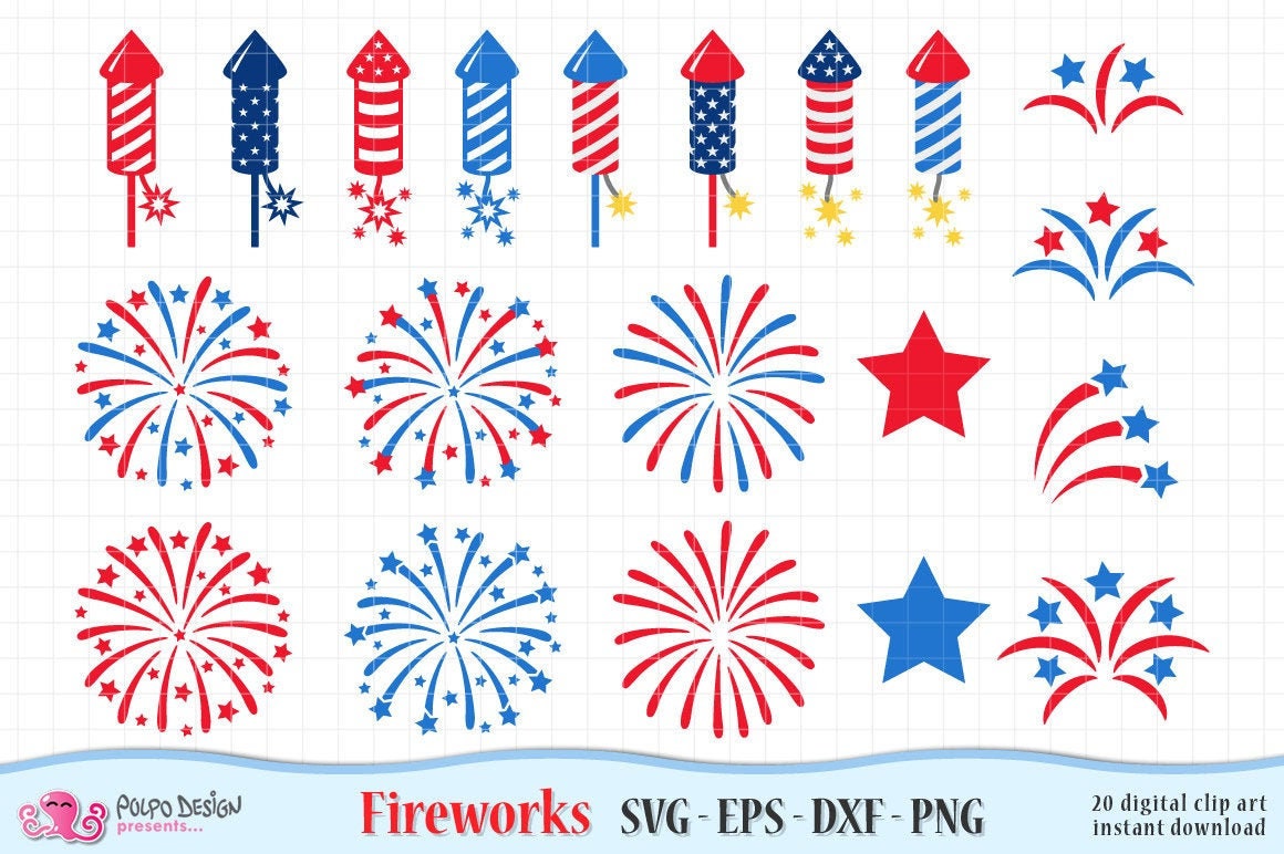 4th of July Fireworks SVG Epsdxfai and Png. Vector Files - Etsy