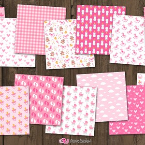 Baby Girl Digital Paper. Its a Girl Patterns, Newborn Scrapbook Paper ...