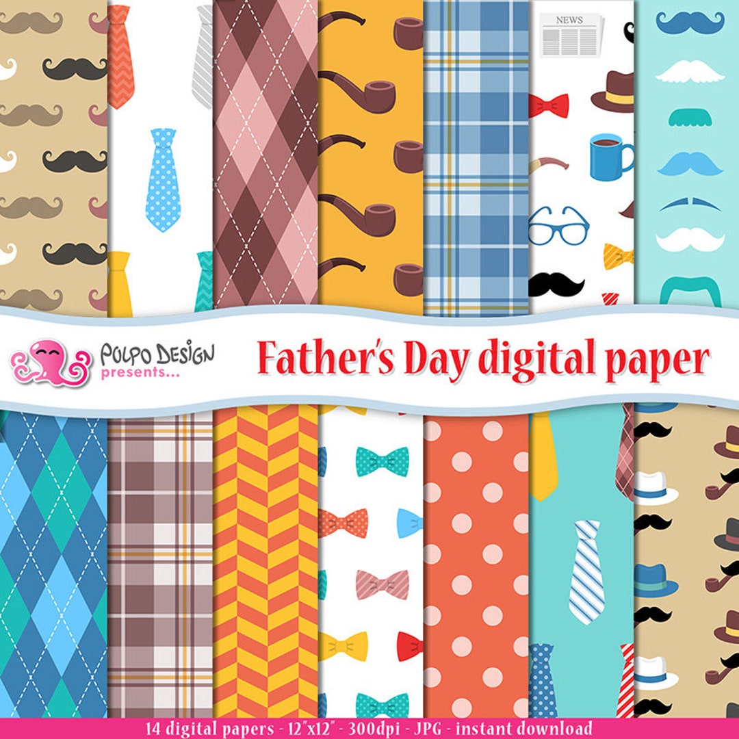 Father's Day Digital Paper. Happy Fathers Day Patterns, Dad Backgrounds ...