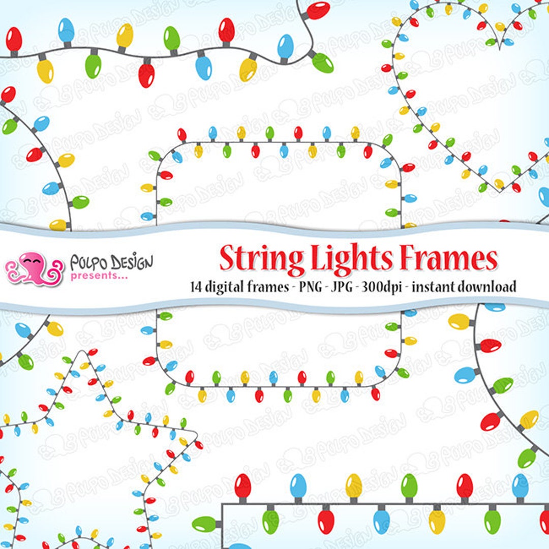 String Lights Frames Clipart. Digital Clip Art. Commercial & Personal ...