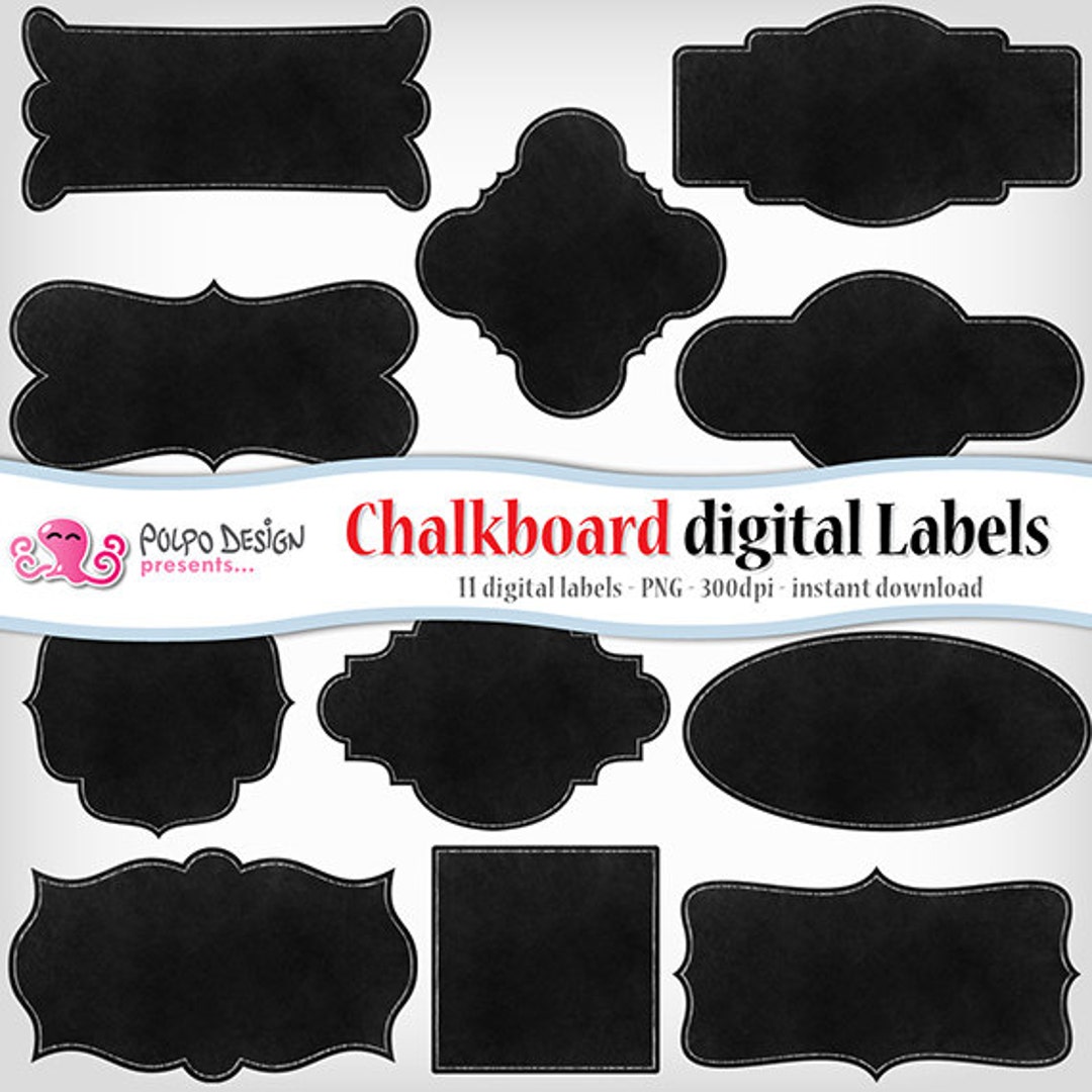 Chalkboard Digital Labels Clip Art. Commercial & Personal Use. Instant ...