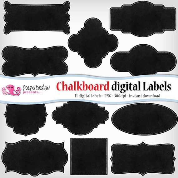 Chalkboard digital labels clip art. Commercial & personal Use. Instant ...