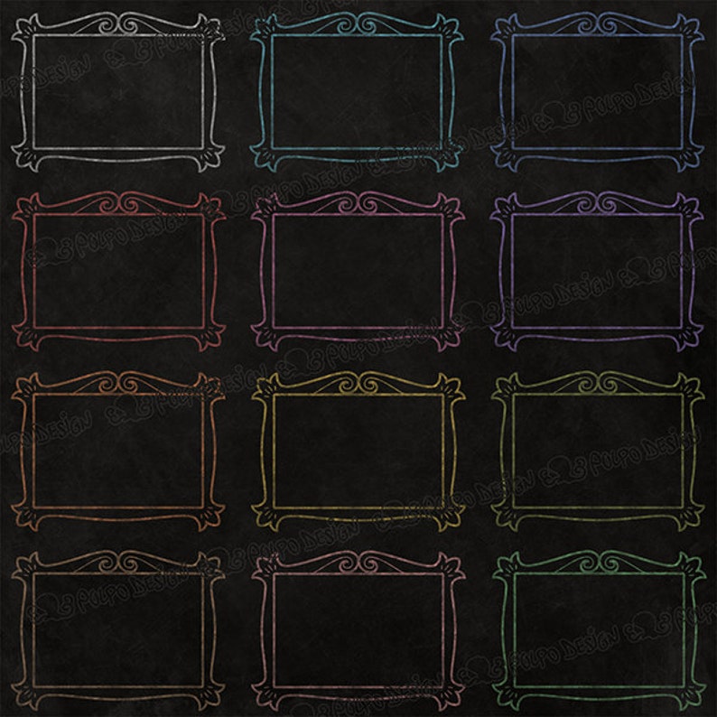 Colorful Chalkboard Frames clipart. Digital clip art. | Etsy