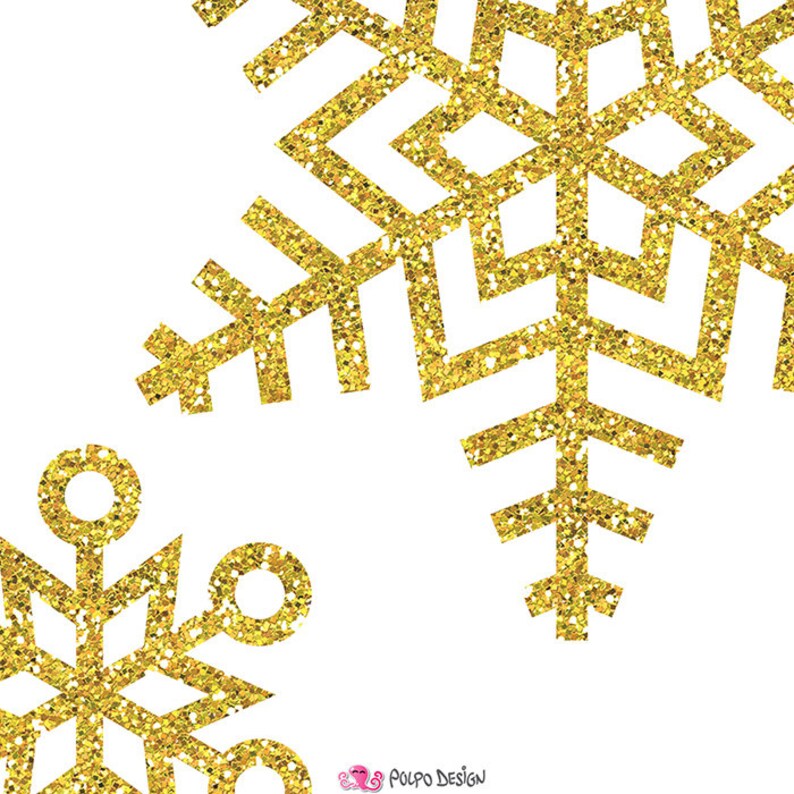 Gold Glitter Snowflakes clipart. Digital clip art. Commercial | Etsy