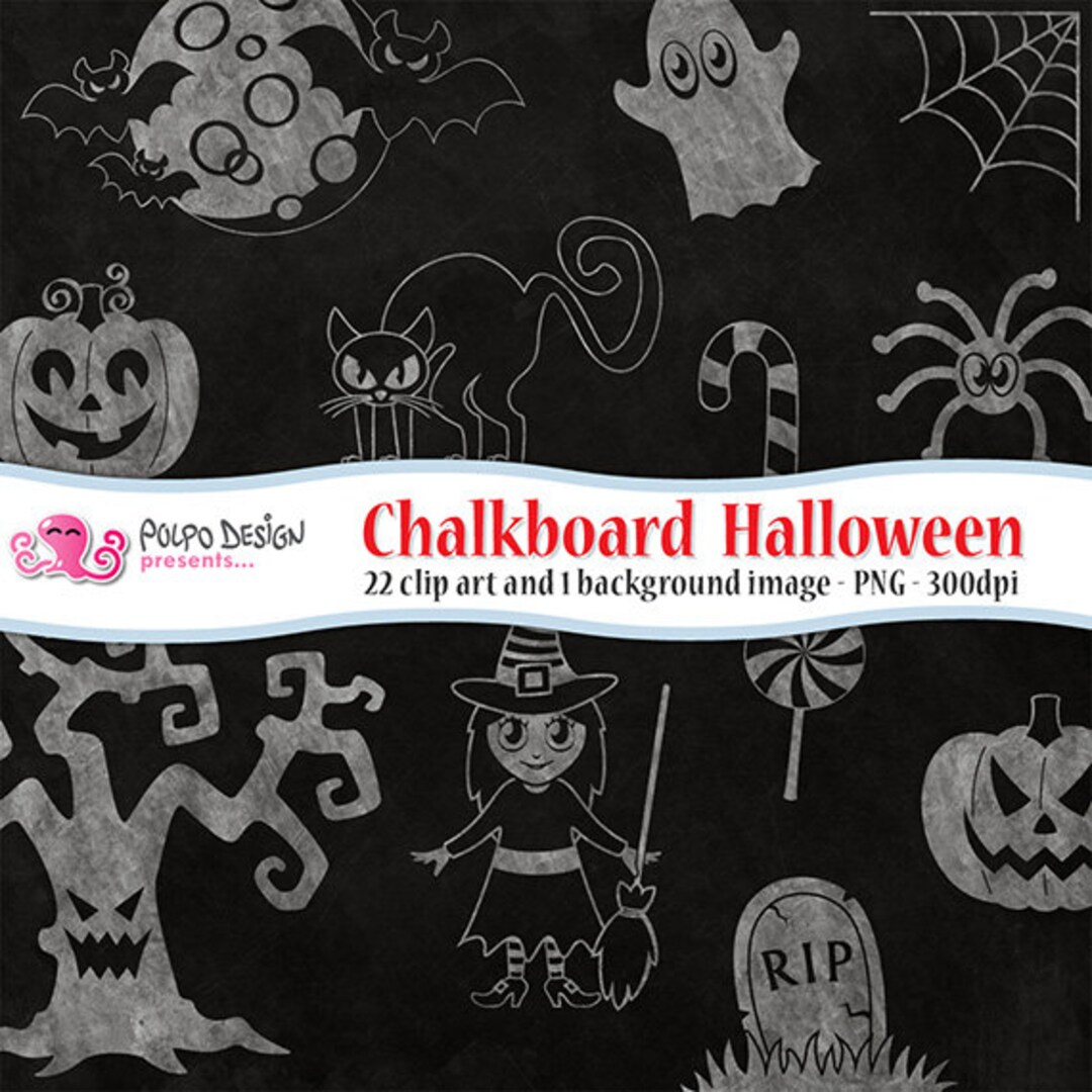 Chalkboard Halloween Clipart. Commercial & Personal Use. Instant ...