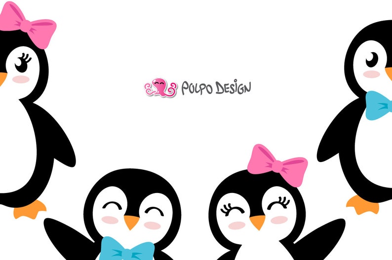 Girl and Boy Penguins. Clip Art in SVG, EPS, DXF, Ai and Png. Ideal for ...