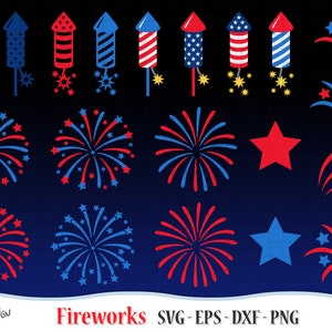 4th of July Fireworks SVG, Eps,dxf,ai and Png. Vector Files Ideal for ...