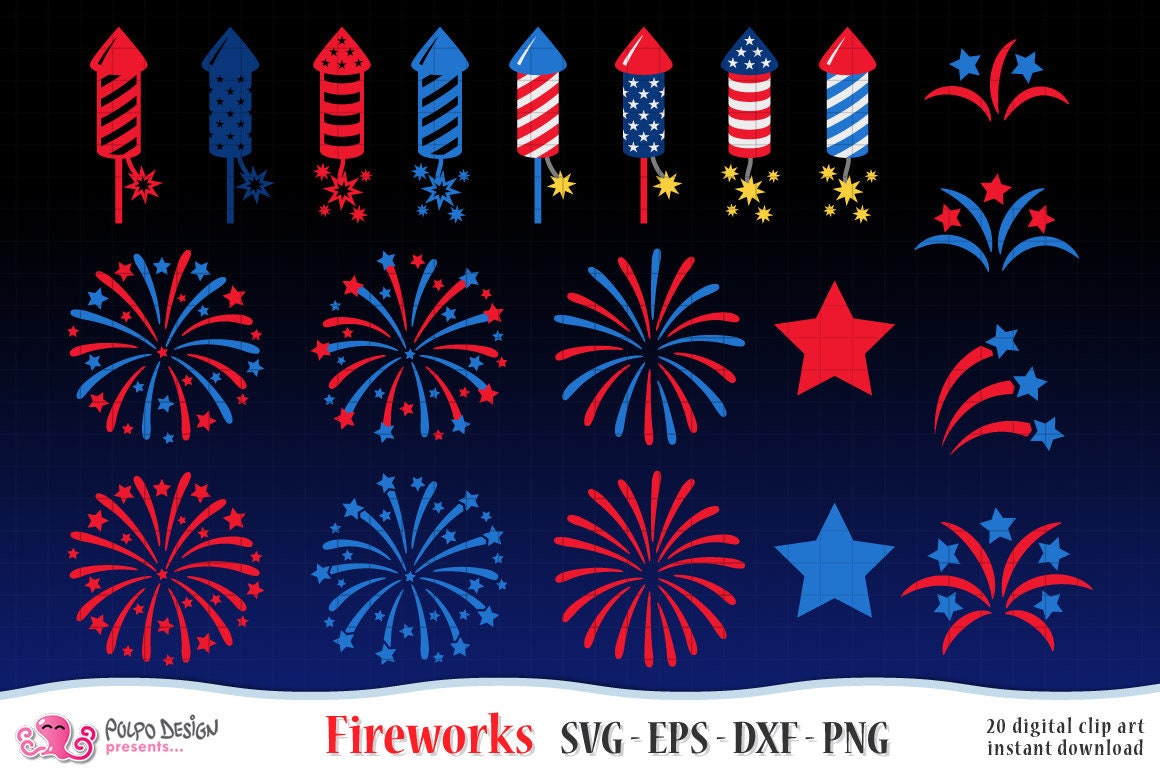 4th of July Fireworks SVG Epsdxfai and Png. Vector Files - Etsy