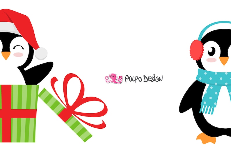 Cute Penguins Clipart. Christmas Penguin Scrapbook Winter - Etsy
