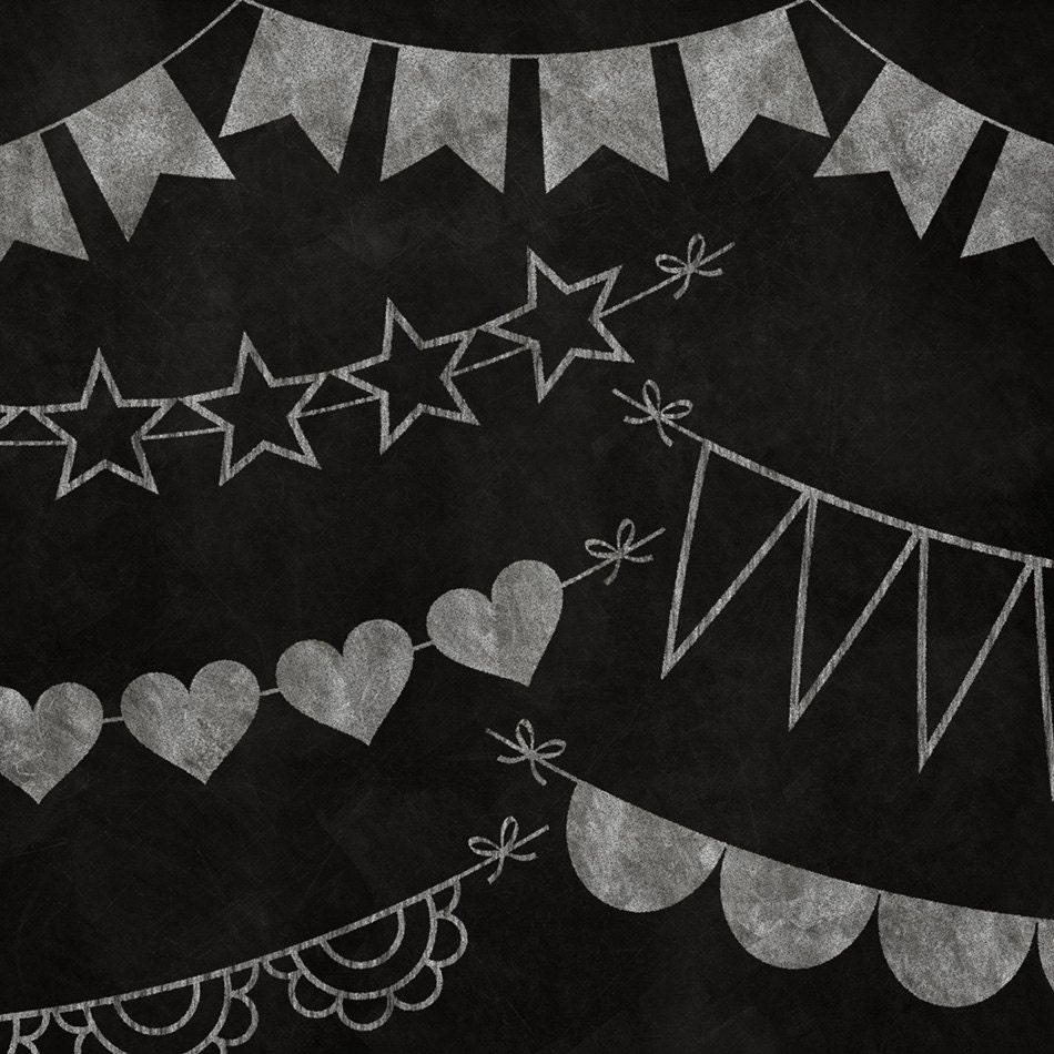 Chalkboard Bunting Banners Cliparts. Digital Clip Art. - Etsy