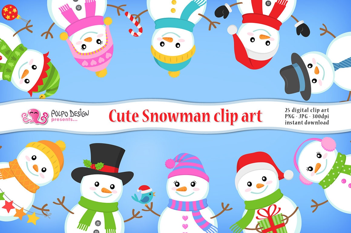 Snowman Clipart. Snowman Clip Art. Christmas Scrapbook, PNG Snowmen ...