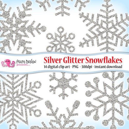 Glitter Snowflakes Clipart Frozen Snowflakes Digital Clip - Etsy