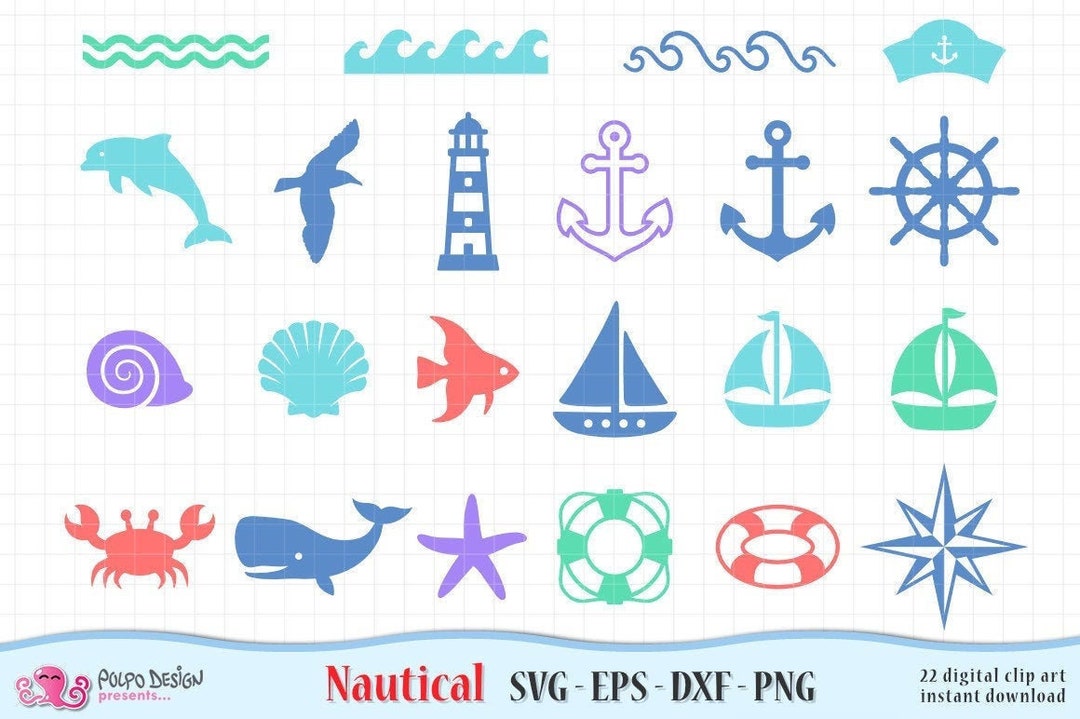 Nautical SVG, Eps, Dxf and Png. Vector Files Ideal for Cutting Machines ...