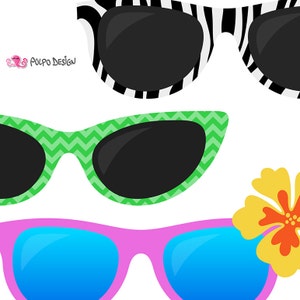 50 Sunglasses Clipart. Digital Sunglasses Clip Art, Pool Party Clipart ...