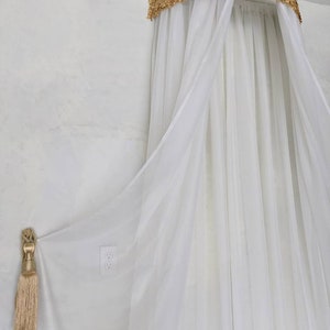 Bed Crown Canopy With Gold Flowers w30. Ready to Ship. - Etsy