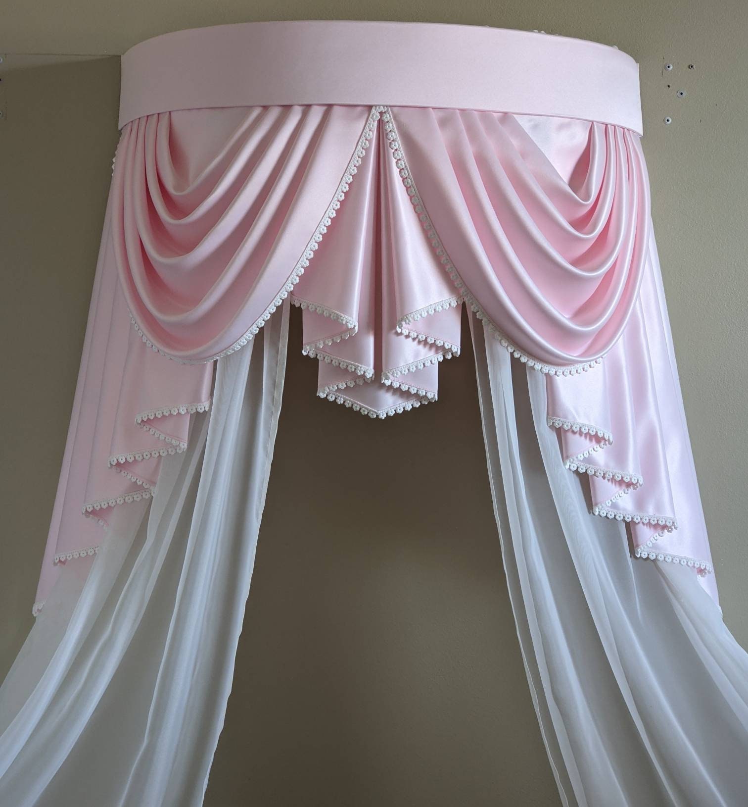 Triple swag bed crown canopy "Aphrodite" W45" — JuliesDecor