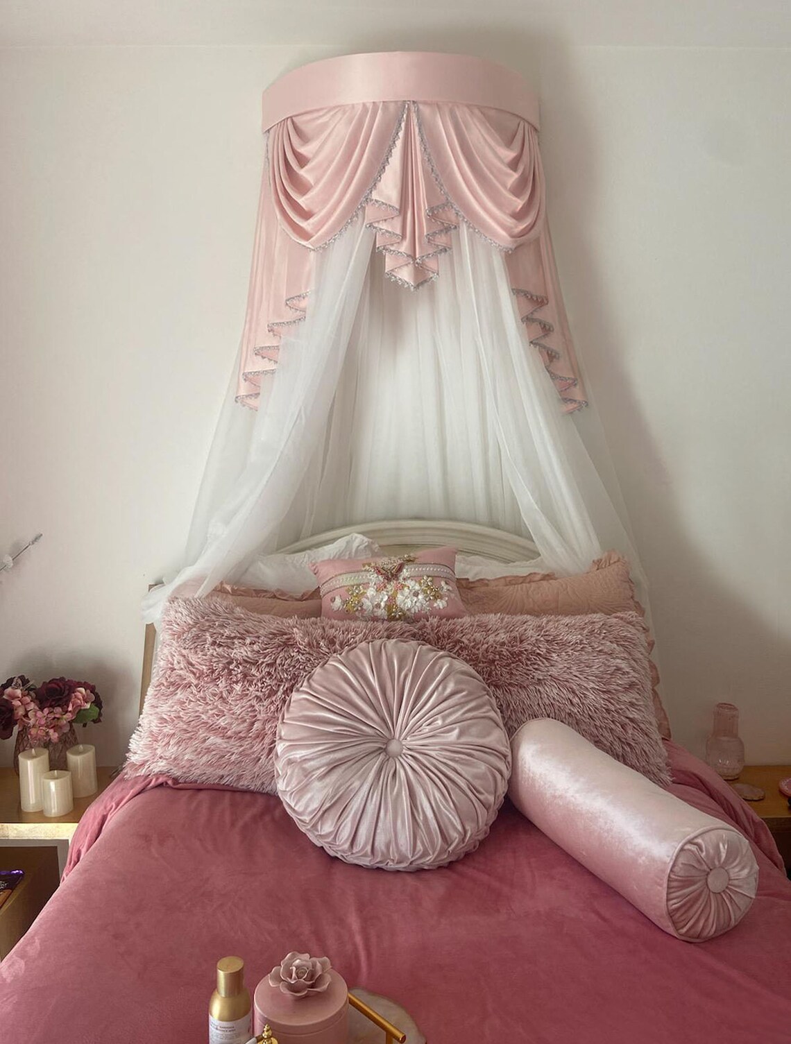 Pink Bed Crown Canopy. - Etsy