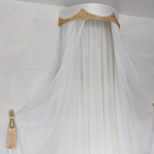 Bed Crown Canopy With Gold Flowers w30. Ready to Ship. - Etsy