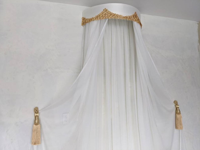 Bed Crown Canopy With Gold Flowers w30. Ready to Ship. - Etsy