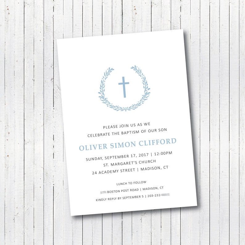 Baptism and Christening Invitation - Simple Cross - Etsy