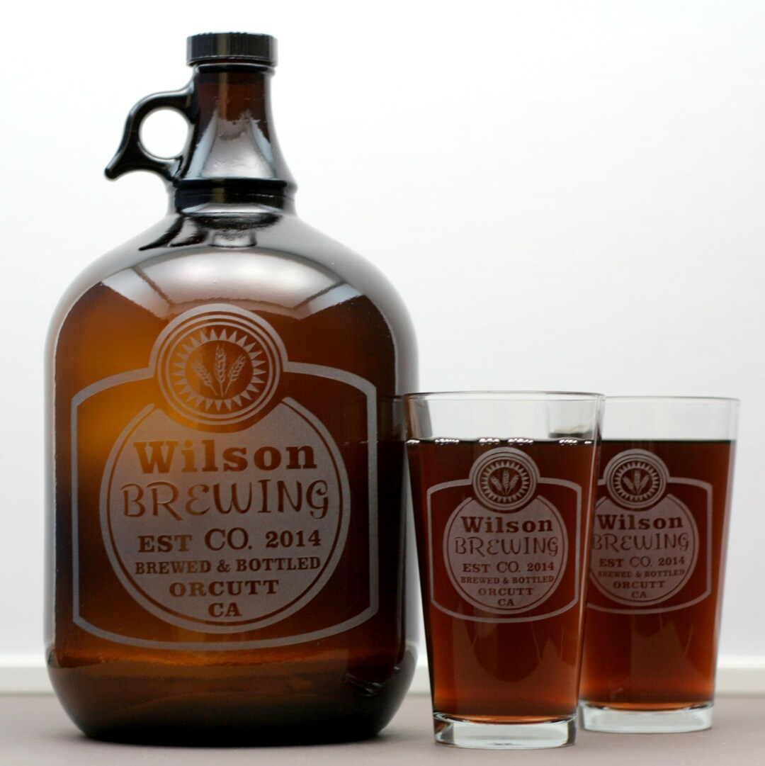 Classy Label Home Brew Growler & Glass Set Design. Homebrew, Beer Glass ...