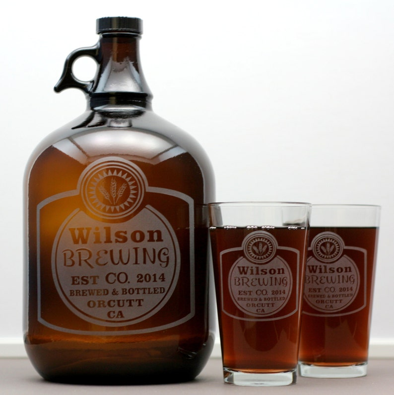 Classy Label Home Brew Growler & Glass Set Design. - Etsy