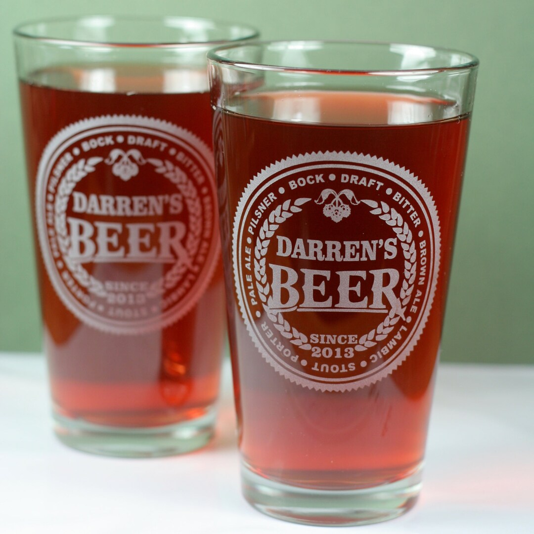 Personalized Set of 2 Home Brew Pint With Beer Name Types. Homebrew ...