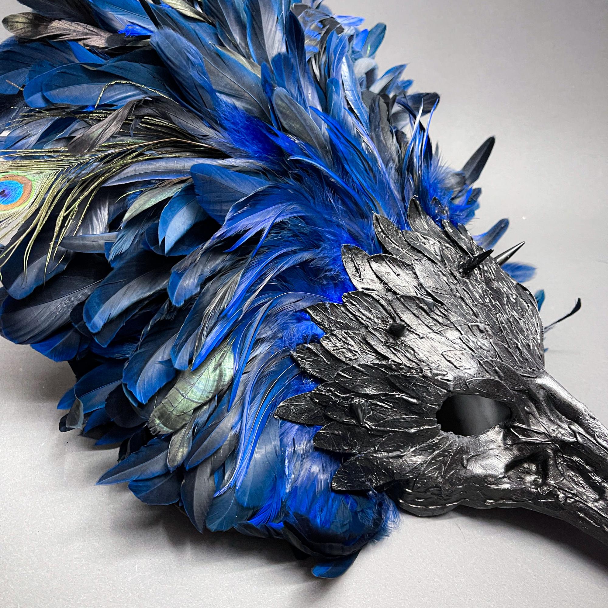 Crow Raven Skull Costume Mask Long Nose Beak Feather Masquerade ...