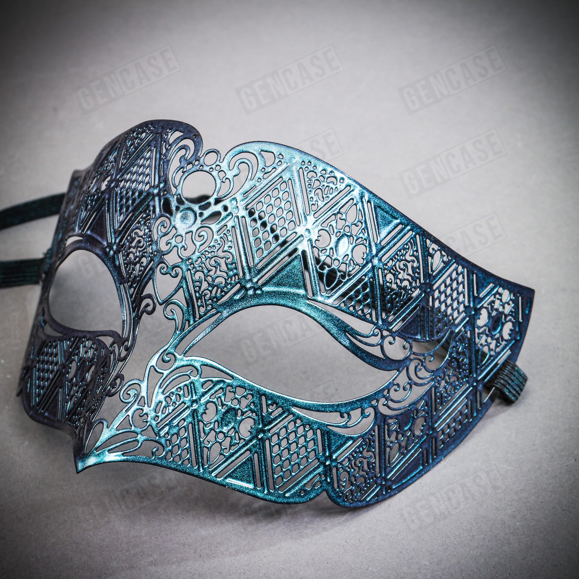 Blue & Purple Laser Cut Metal Filigree Masquerade Mask – Elegant ...