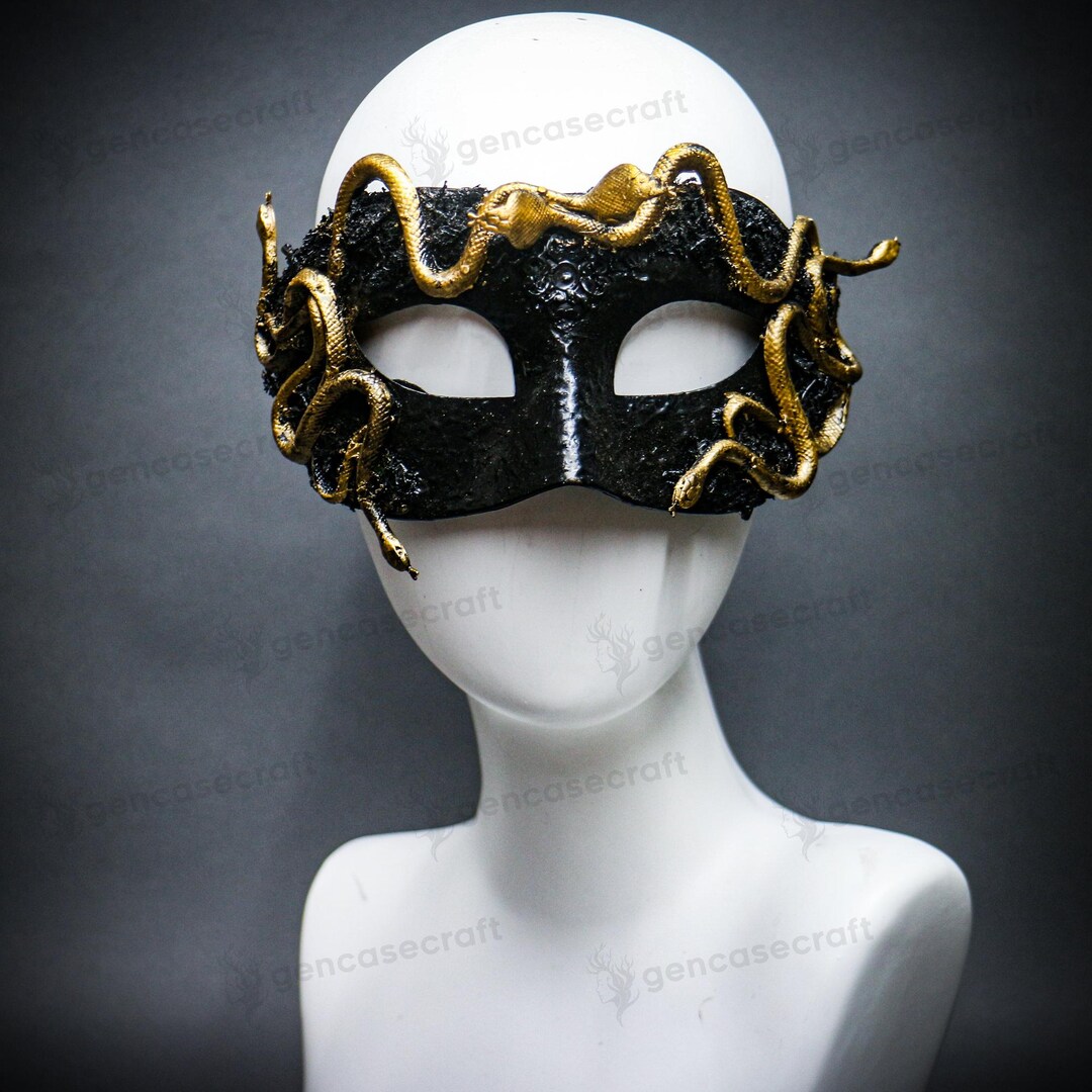 Black Halloween Snakes Masquerade Mask, Half Face Mask Costume for Men ...