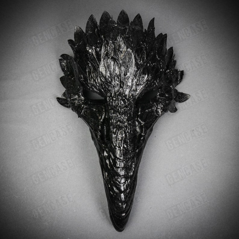 Black Bird Curved Beak Long Nose Skull Face Mask Halloween Costume ...