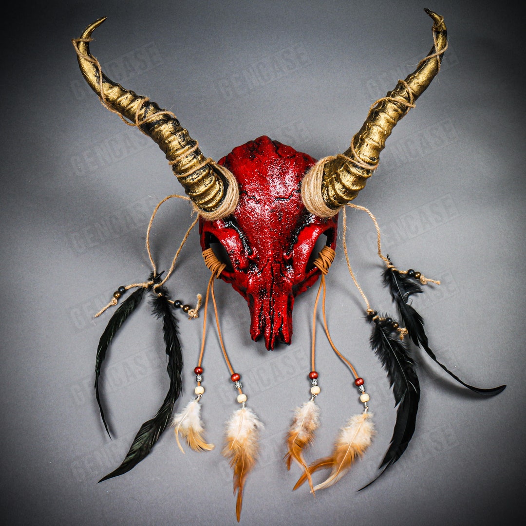 Bloody Red Antelope Devil Animal Skull With Gold Impala Horns ...