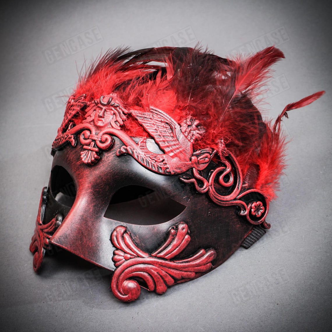 Red Feather Mask for Couple | Venetian Mardi Gras Valentine Masquerade ...