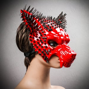 Angry Wolf Spikes Masquerade Mask Cosplay Halloween Costume Hunted ...