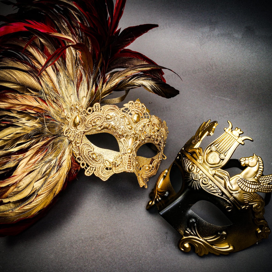 Masquerade Masks for Couples Men & Women Mask Set, Venetian Mardi Gras ...
