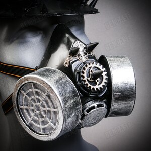 Full-set Black Steampunk Captain Cap With Silver Party Gas Mask and ...