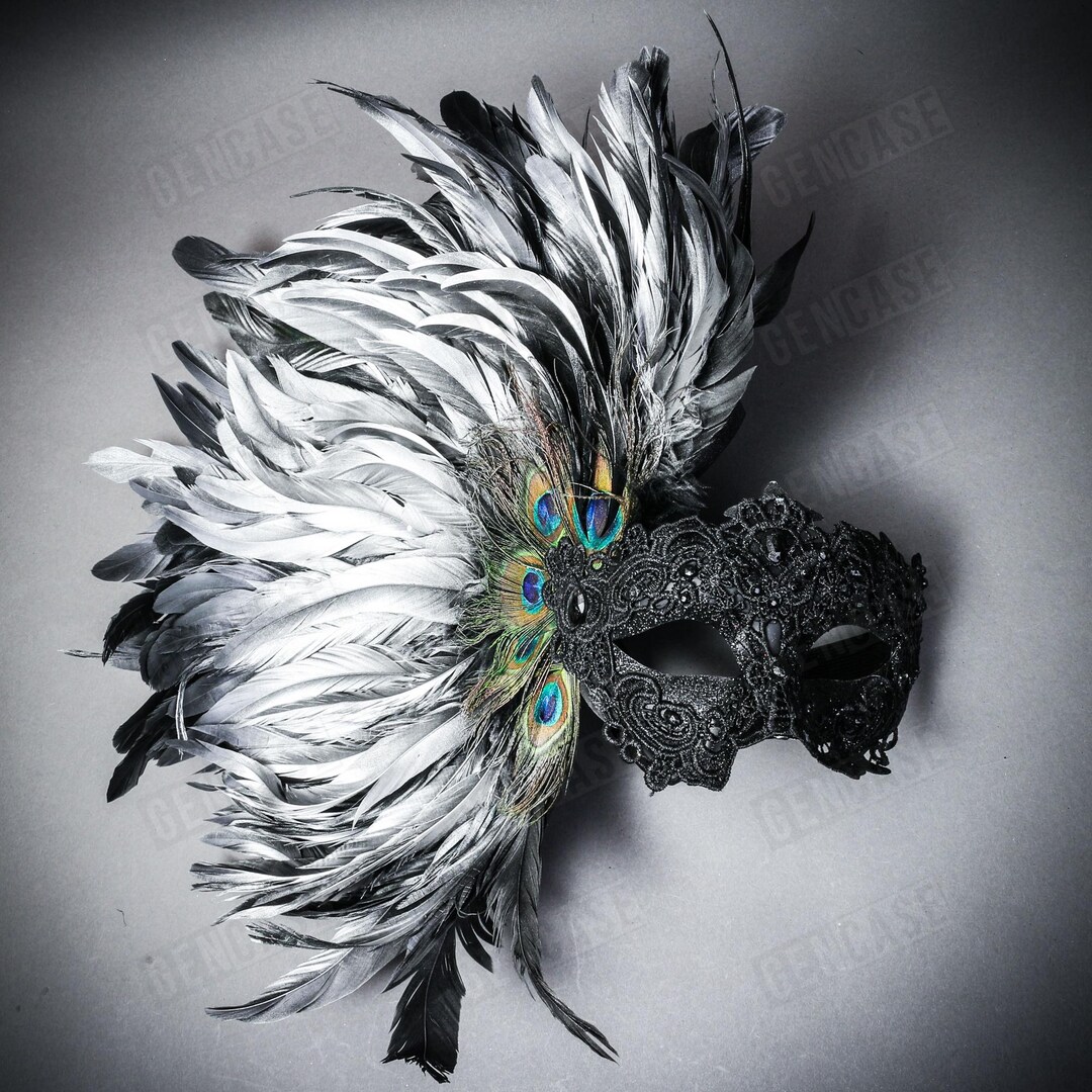 Black SILVER Luxury Women Eye Mask Carnival Mardi Gas Masquerade ...