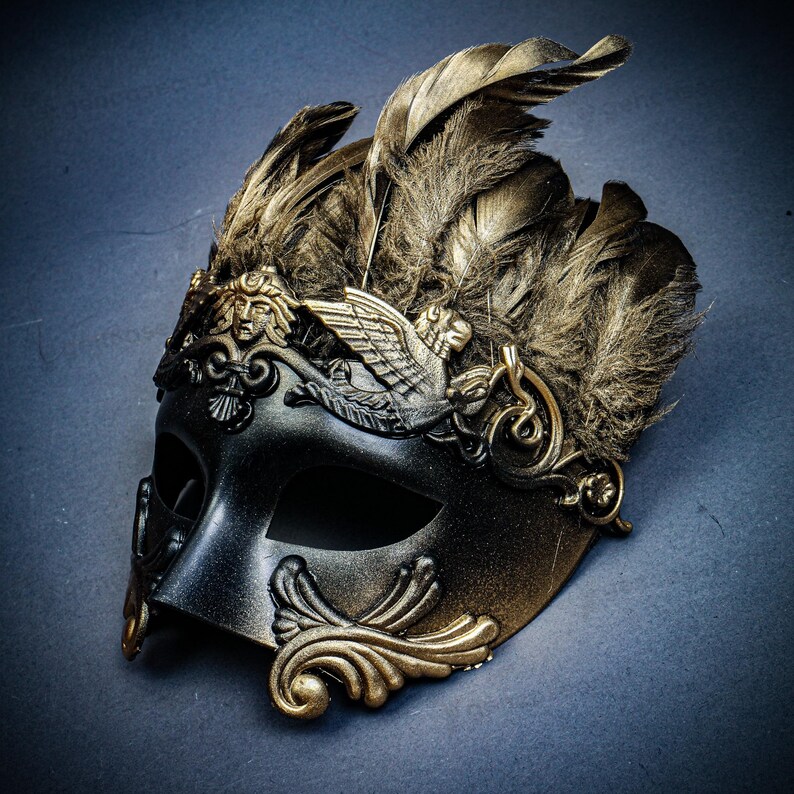 Armor of God Roman Greek Warrior Mask With Feather, Venetian Emperor ...