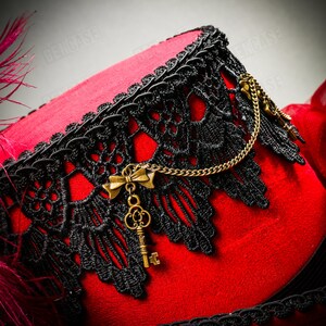 Steampunk Victorian RED Deluxe Feather Laces With Dark Goggles Women ...