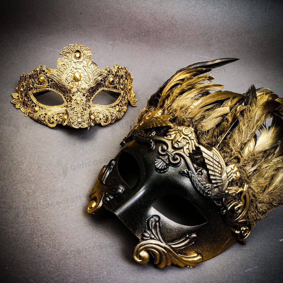 Couple's Venetian Masquerade Ball Mask for Women and Men, Bride & Groom ...